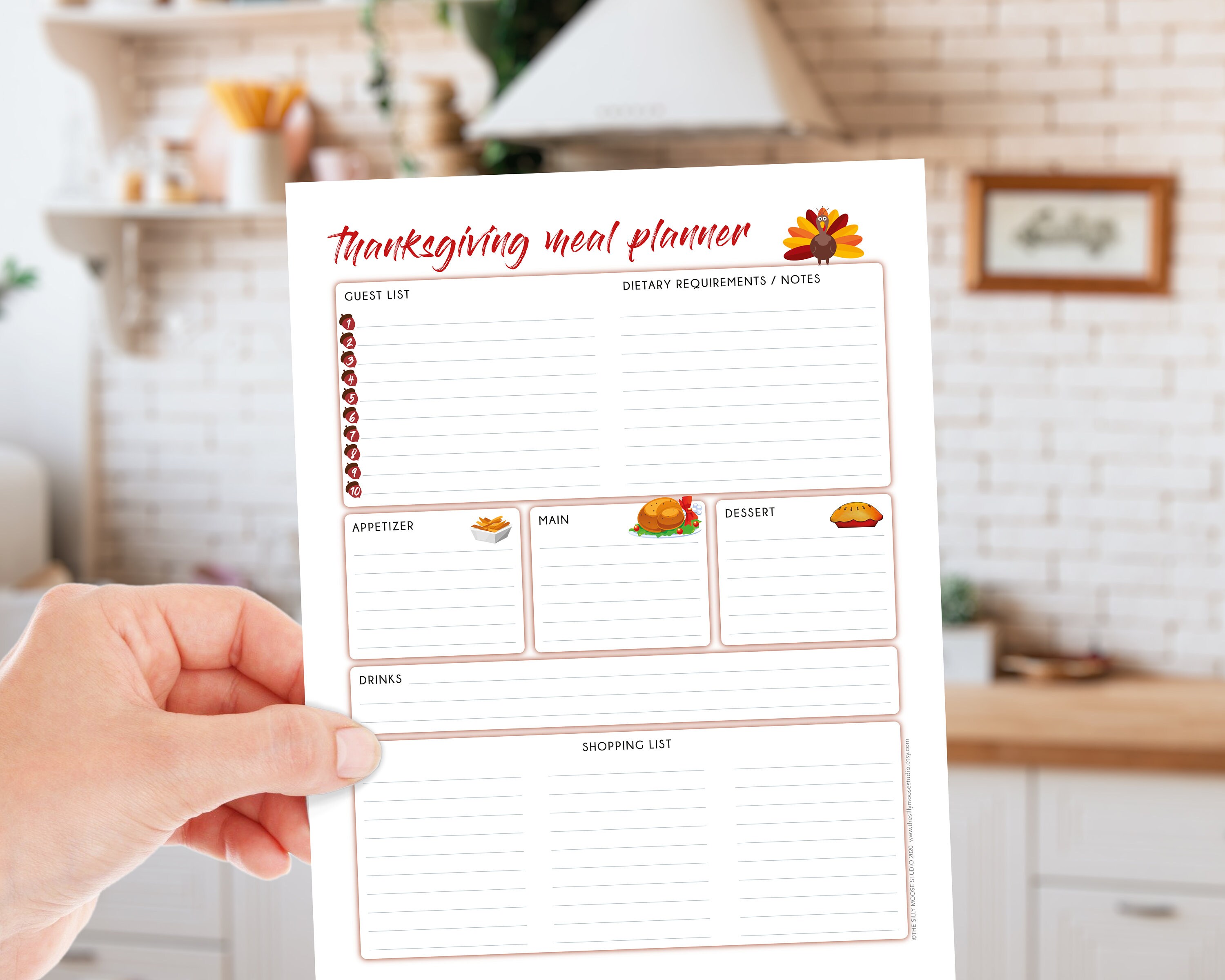 Thanksgiving Meal Planner Printable Thanksgiving Dinner - Etsy