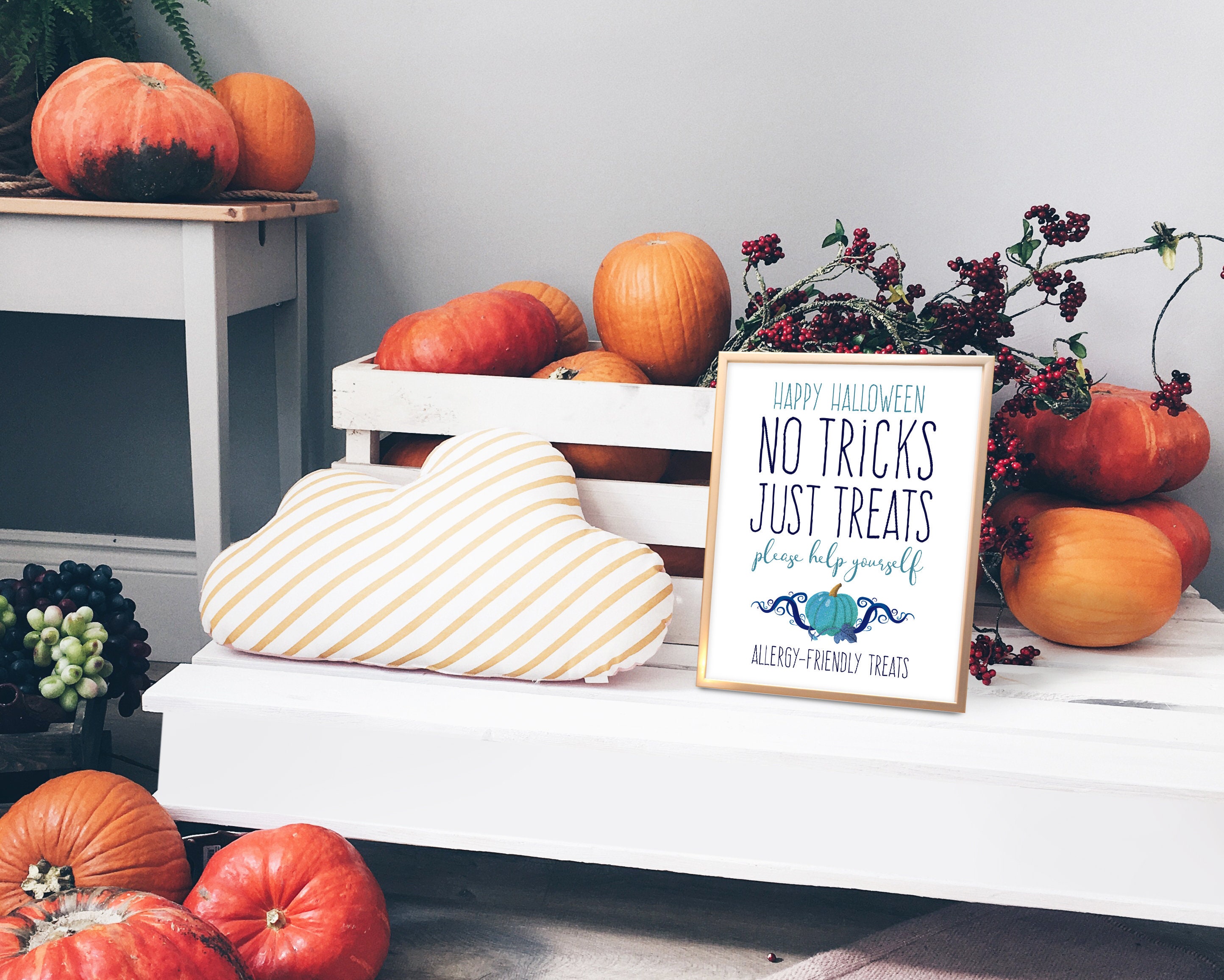 Trick or Treat Allergy Friendly Sign Printable Teal Pumpkin - Etsy