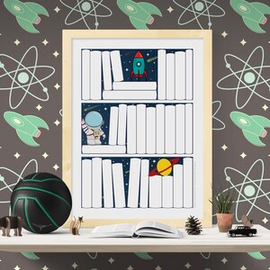 Kids Reading Log Printable – Space Themed Childrens Bookshelf Book ...