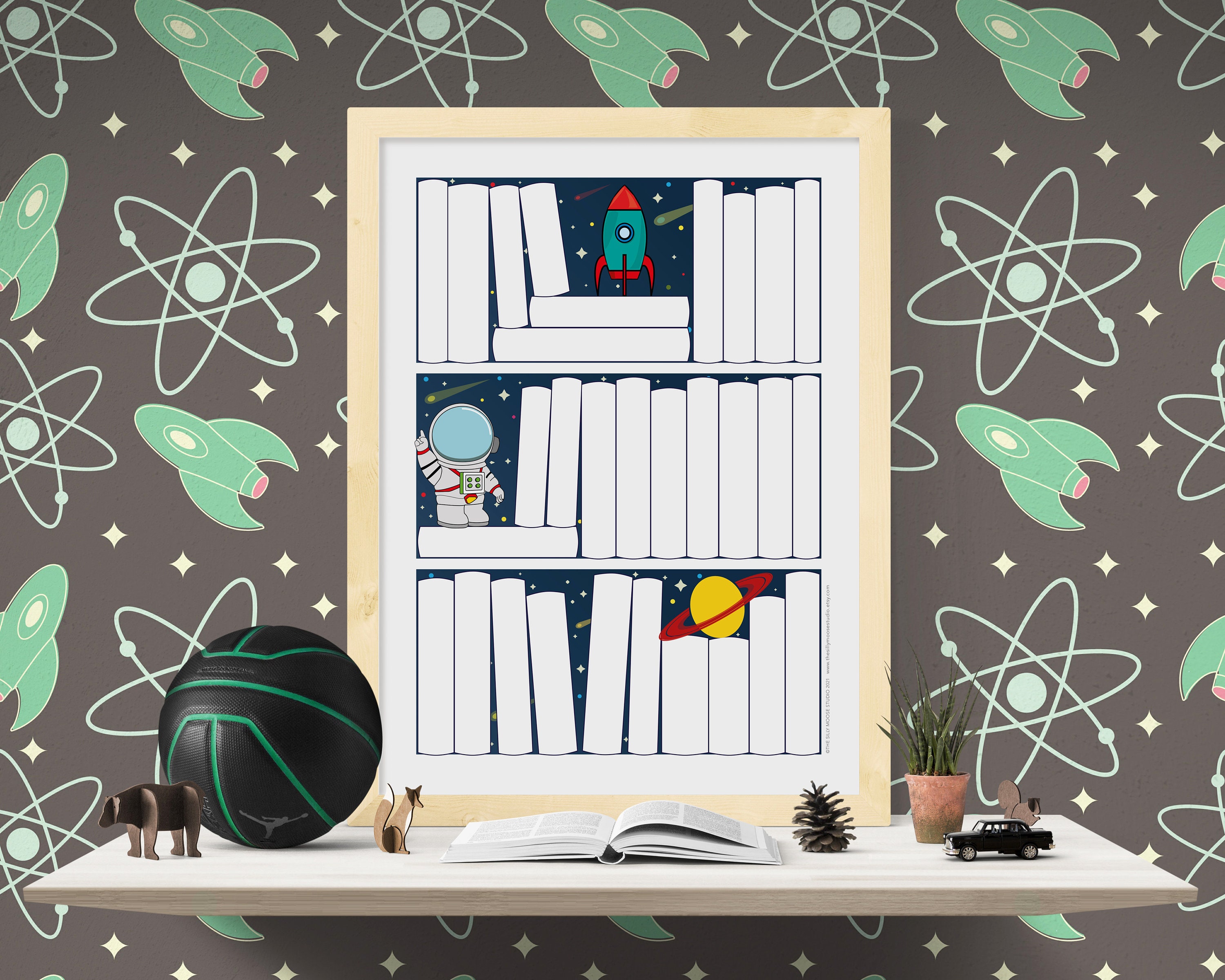 Kids Reading Log Printable Space Themed Childrens Bookshelf - Etsy