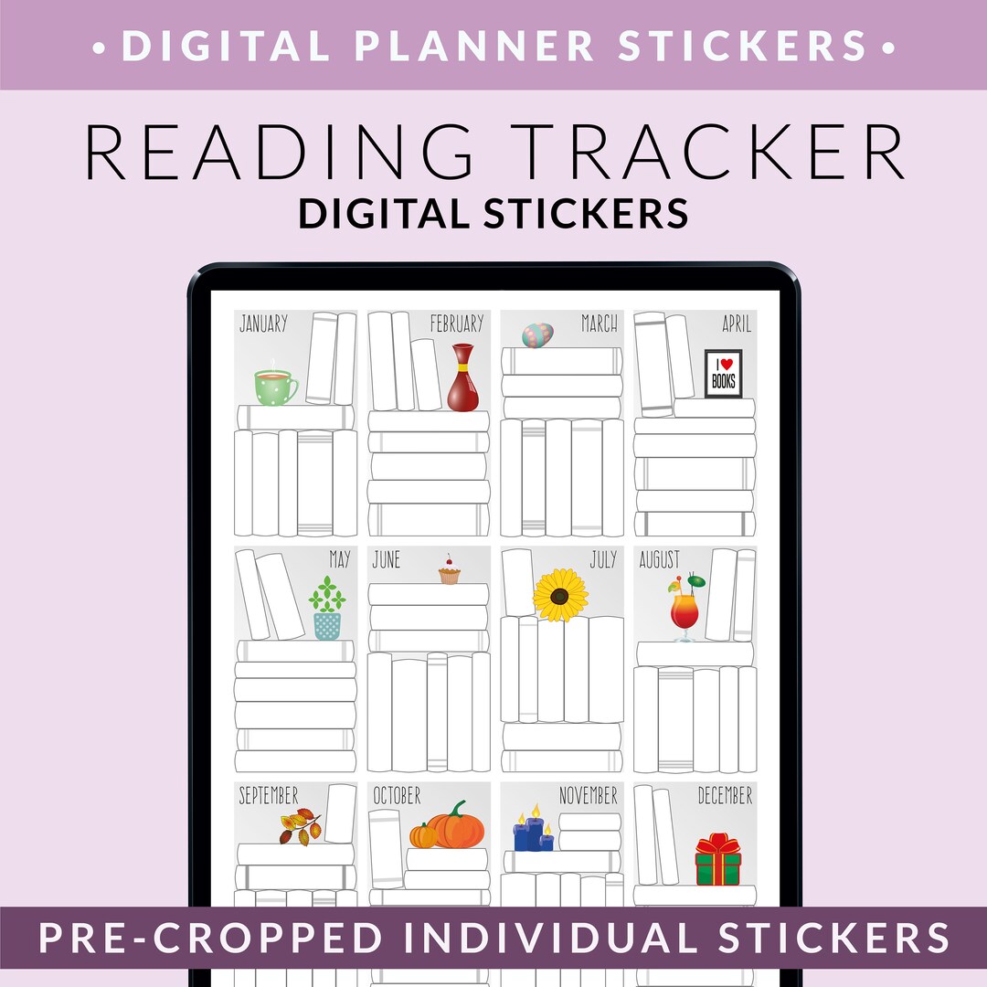 Book Tracker Digital Planner Stickers Reading Habit & Book Challenge ...