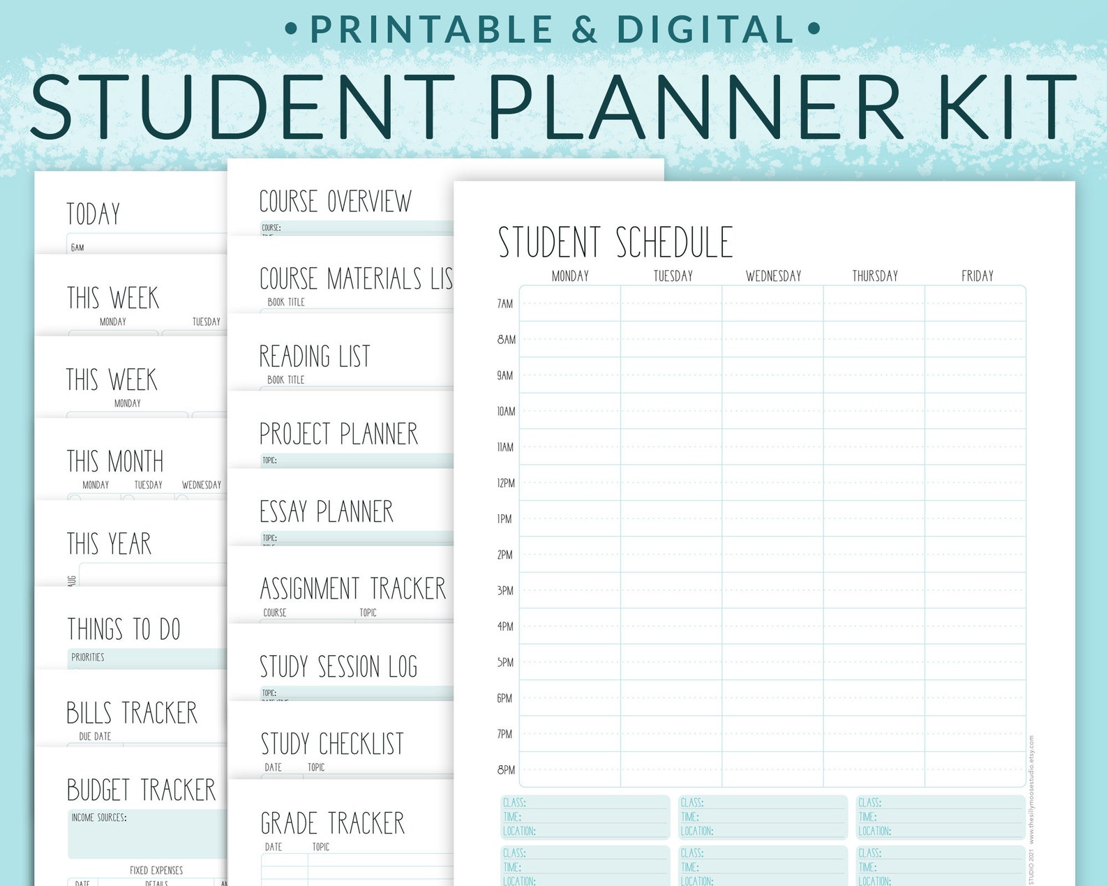 Student Planner Printable / Digital Kit School & College | Etsy
