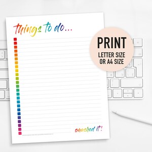 To Do List Printable & Digital – Rainbow Daily Checklist Planner Page ...
