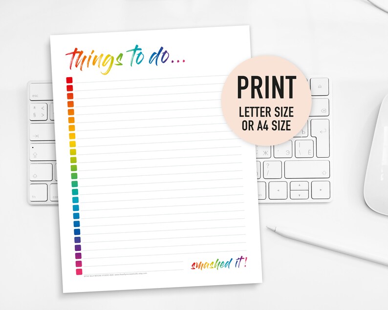 To Do List Printable & Digital – Rainbow Daily Checklist Planner Page ...