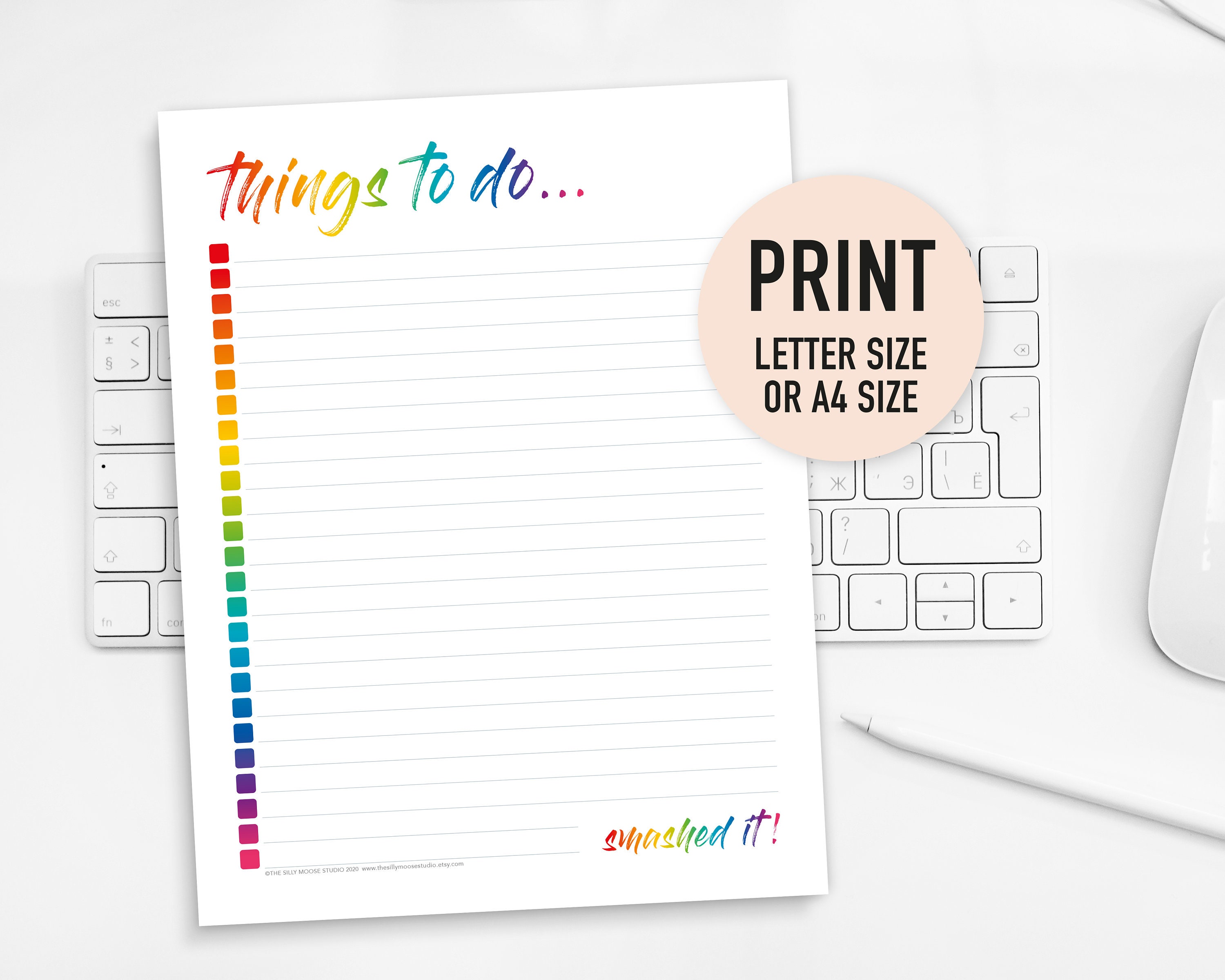 To Do List Printable & Digital – Rainbow Daily Checklist Planner Page ...