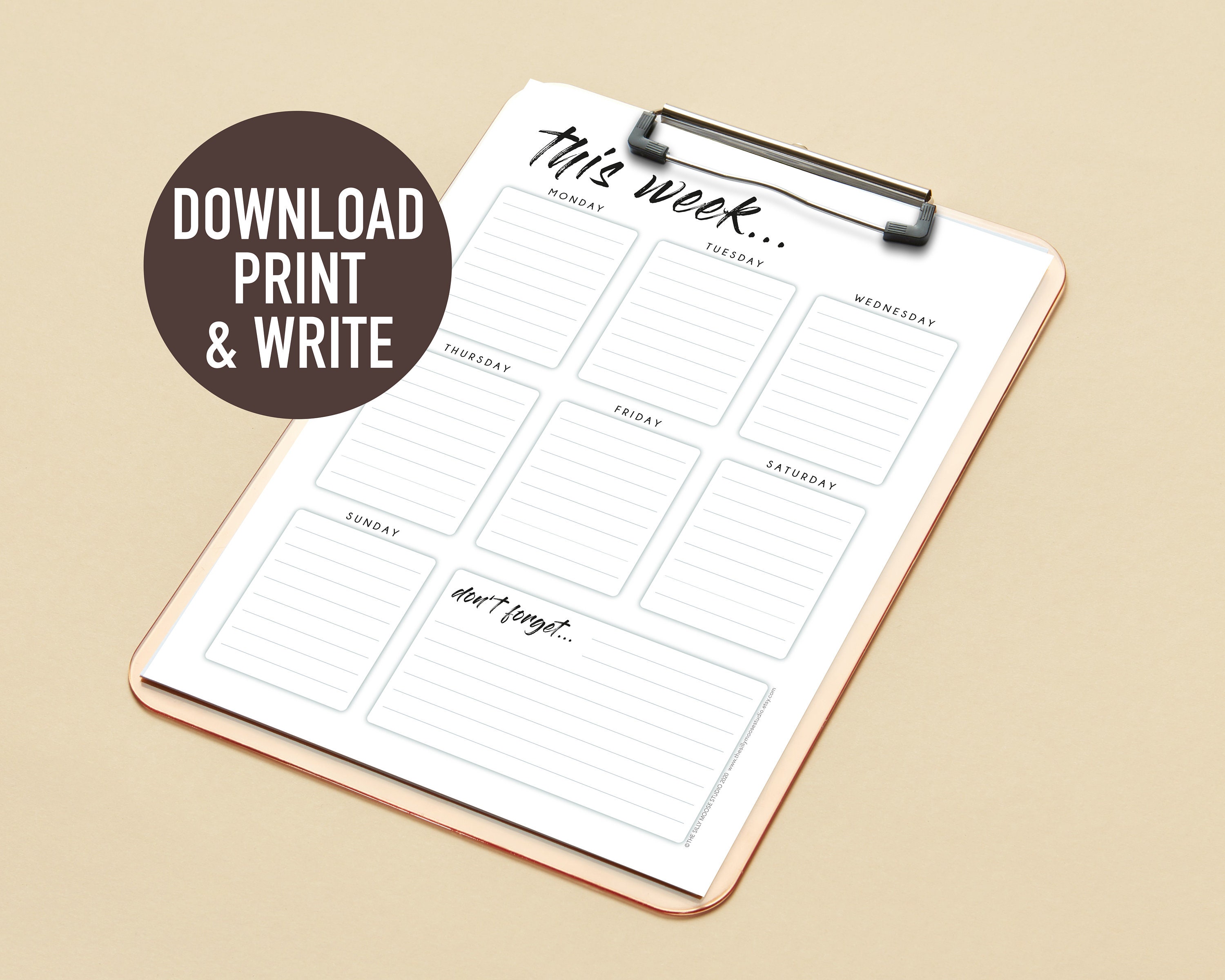 Weekly Planner Printable Fillable PDF – to Do List Organiser – Diary ...