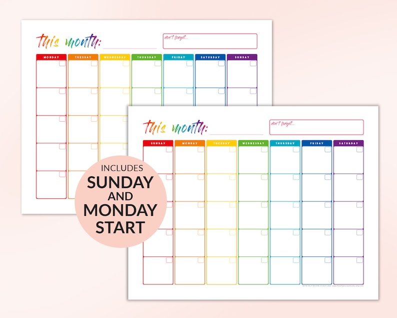 Planner Printable & Digital Rainbow Daily and Weekly Planner - Etsy