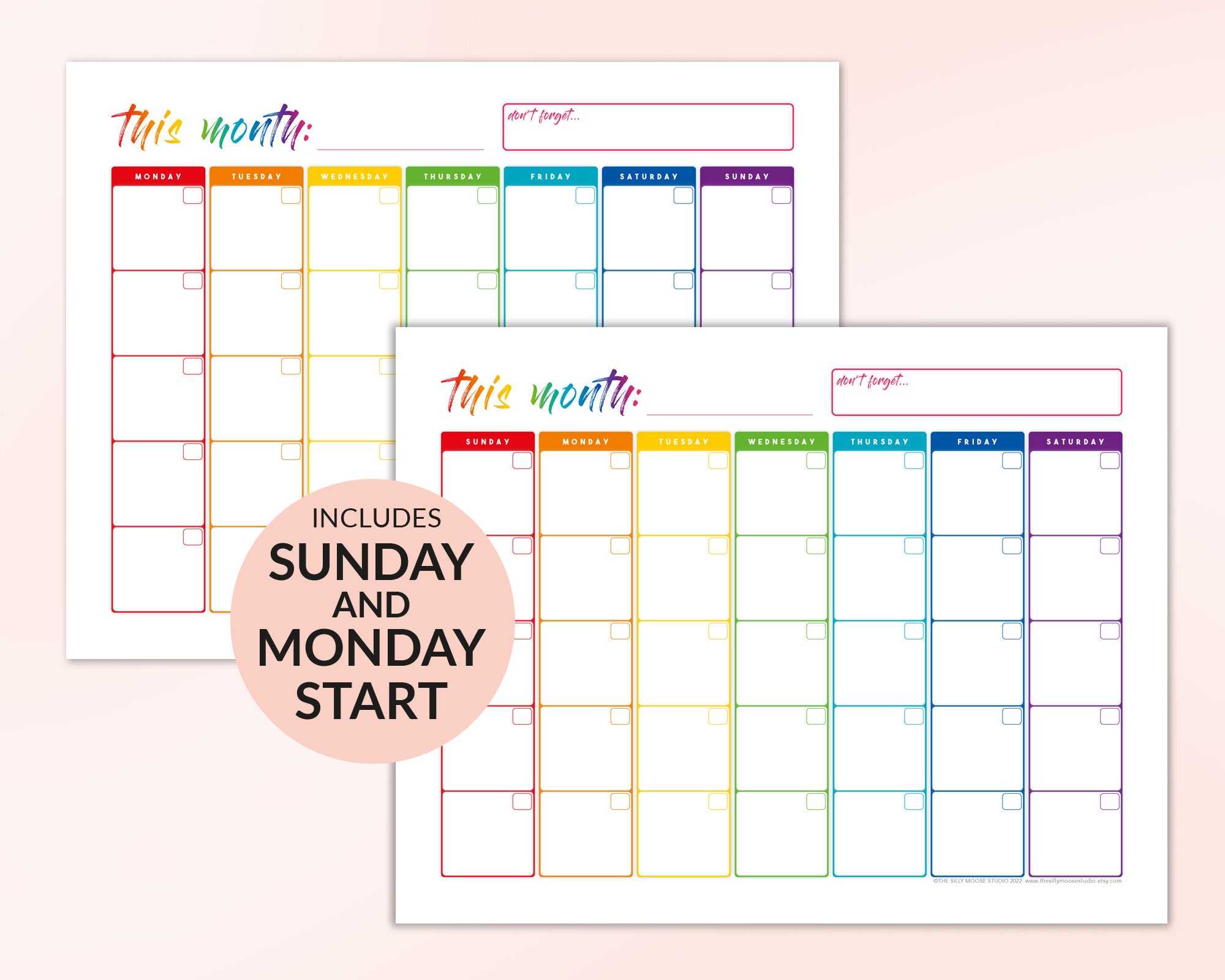 Planner Printable & Digital Rainbow Daily and Weekly Planner - Etsy UK