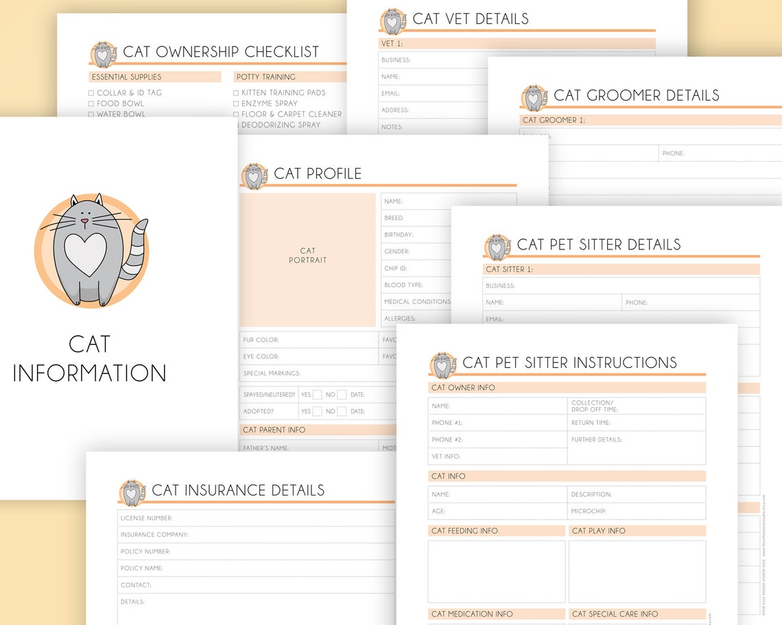 Kitten & Cat Planner Printable Bundle Pet Health Record - Etsy UK