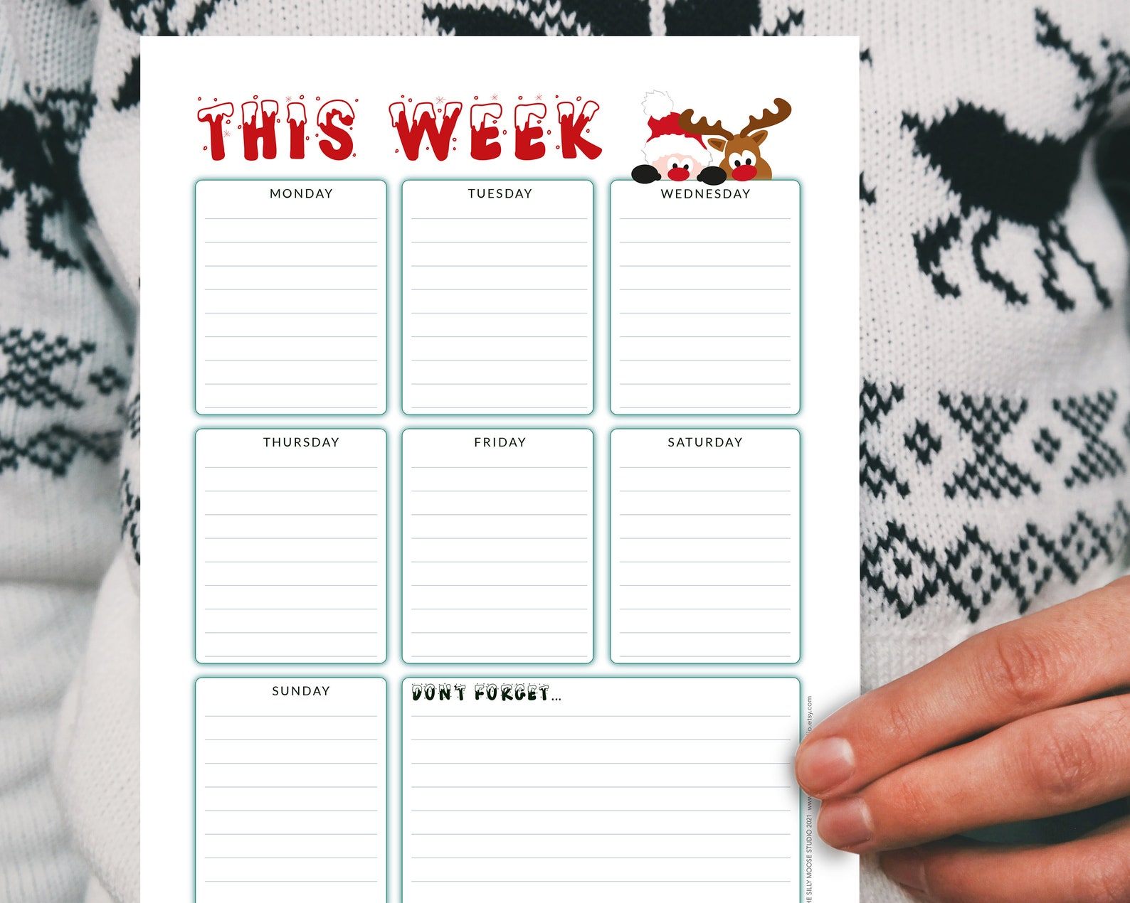 Weekly Planner Printable Christmas Theme Seasonal Calendar | Etsy