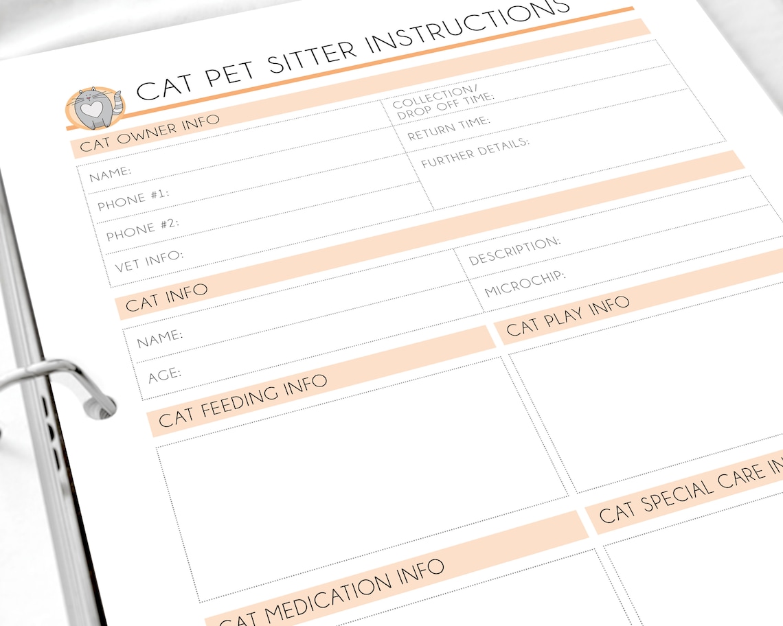 Kitten & Cat Planner Printable Bundle Pet Health Record - Etsy UK