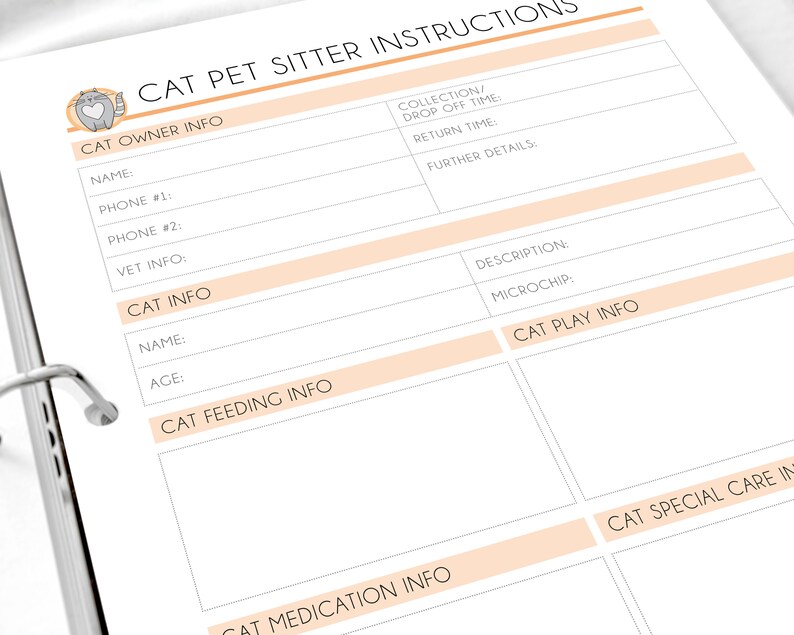 Kitten & Cat Planner Printable Bundle – Pet Health Record – Pet Care ...