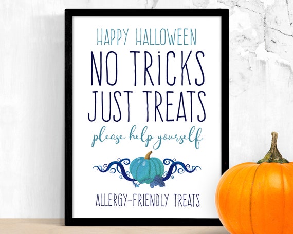 Trick or Treat Allergy Friendly Sign Printable Teal Pumpkin | Etsy