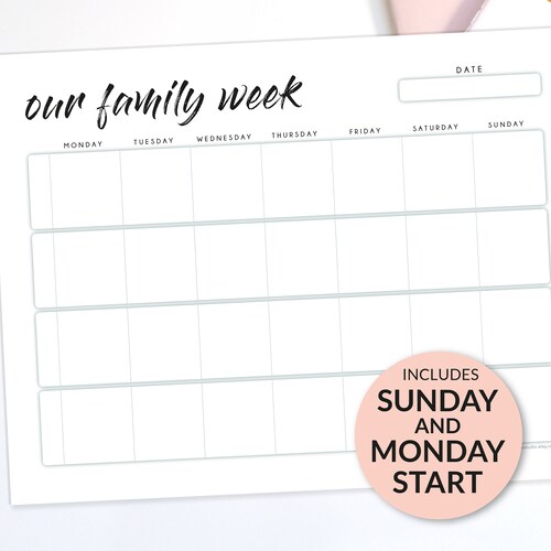 Printable Custom Family Weekly Schedule // Printable Planner - Etsy