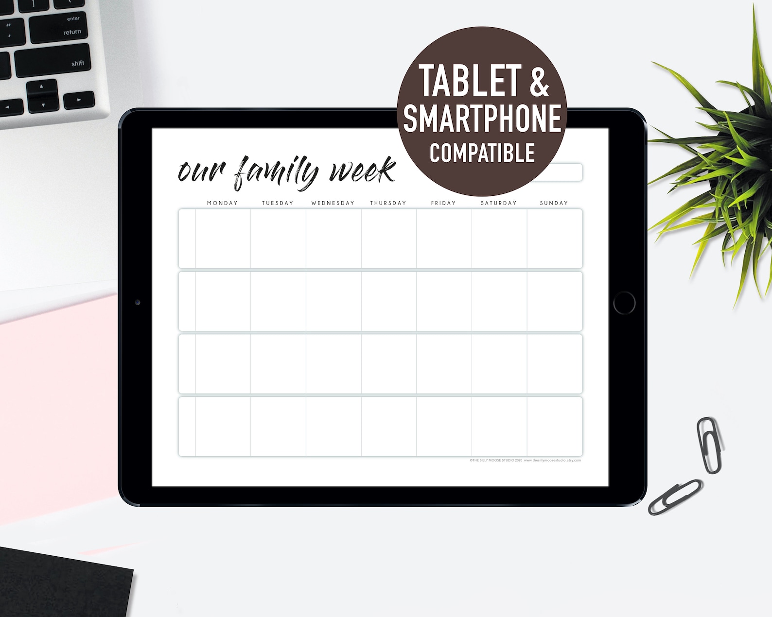 Weekly Family Calendar Fillable & Printable Planner PDF – Family of 4 ...