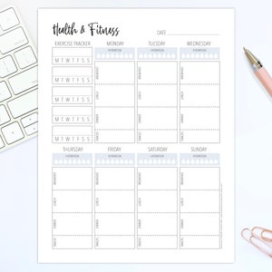 Food Journal & Fitness Tracker Weekly Printable – One Week Health ...