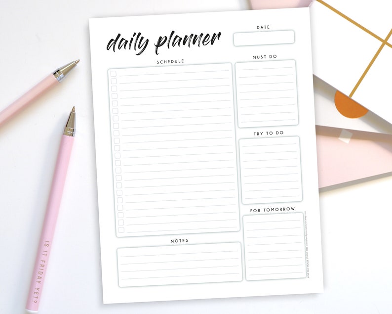 Daily Planner Printable & Fillable PDF One Day to Do List - Etsy