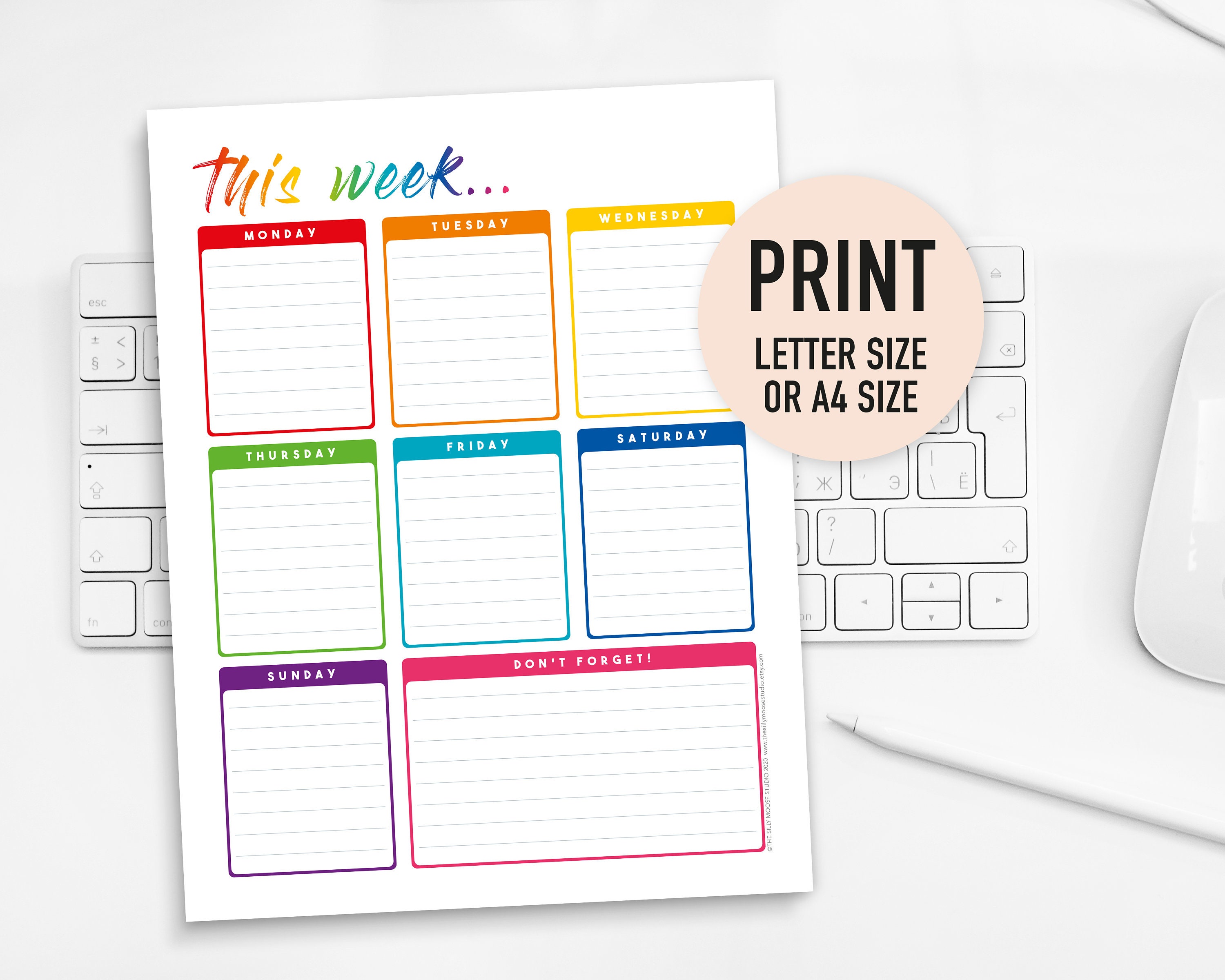 Weekly Planner Printable & Digital Rainbow to Do List | Etsy UK