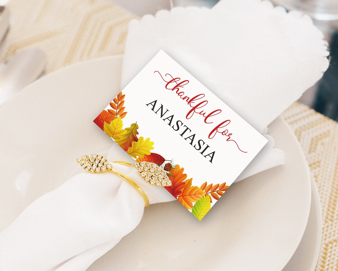 Thanksgiving Place Cards Printable – Thankful Personalized Table Place ...