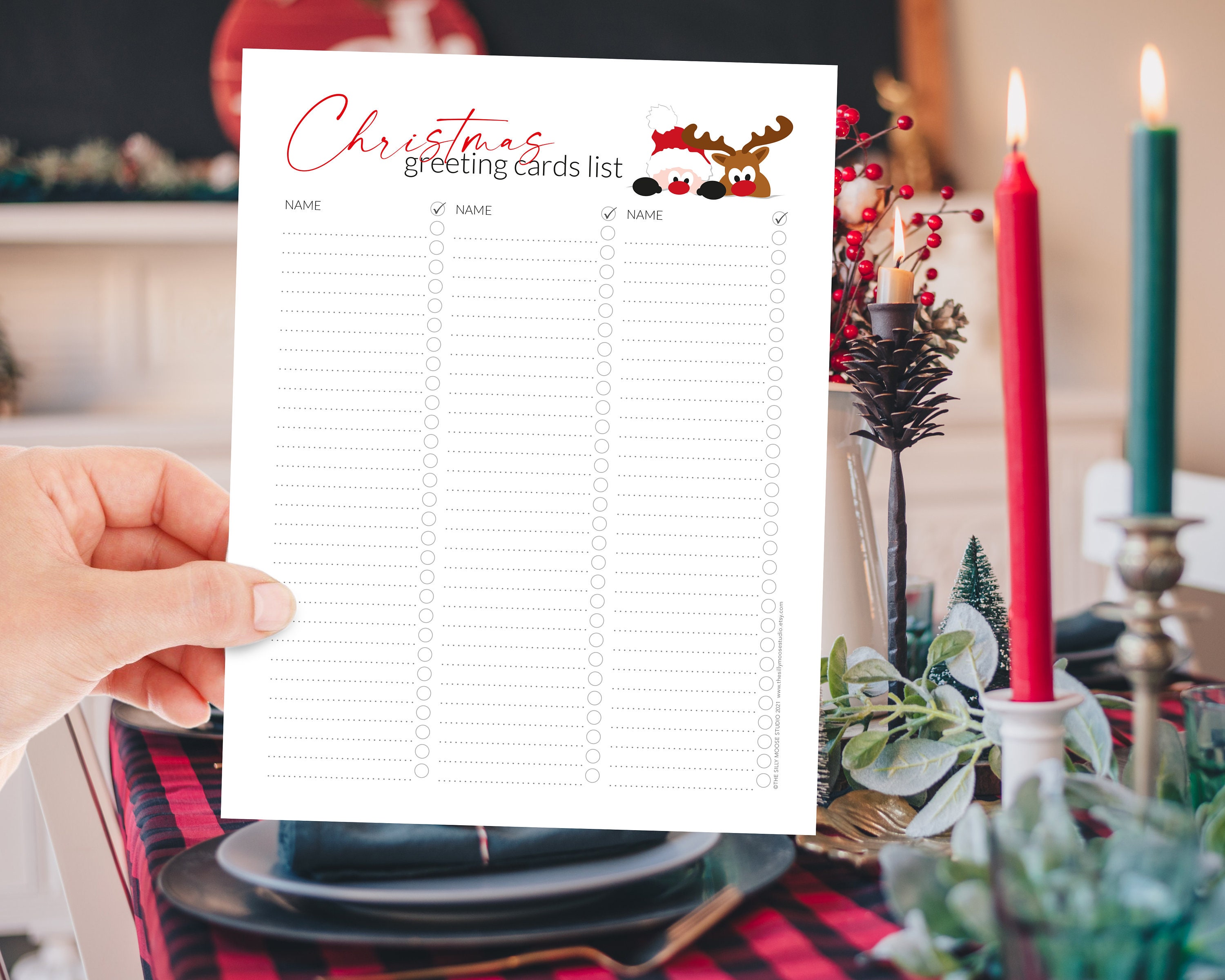 Christmas Card List Printable Set – Holiday Card Tracker Checklist ...