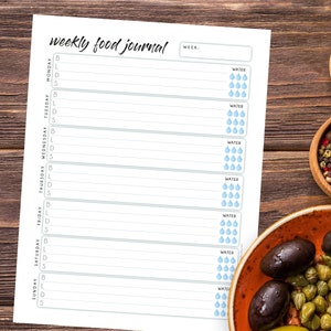 Weekly Food Log Printable & Fillable PDF – Food Journal – Diet Tracker ...