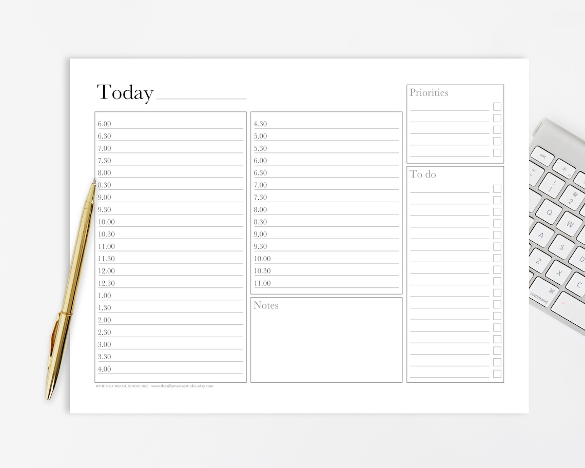 Half Hour Schedule Printable Daily Planner Template Simple - Etsy