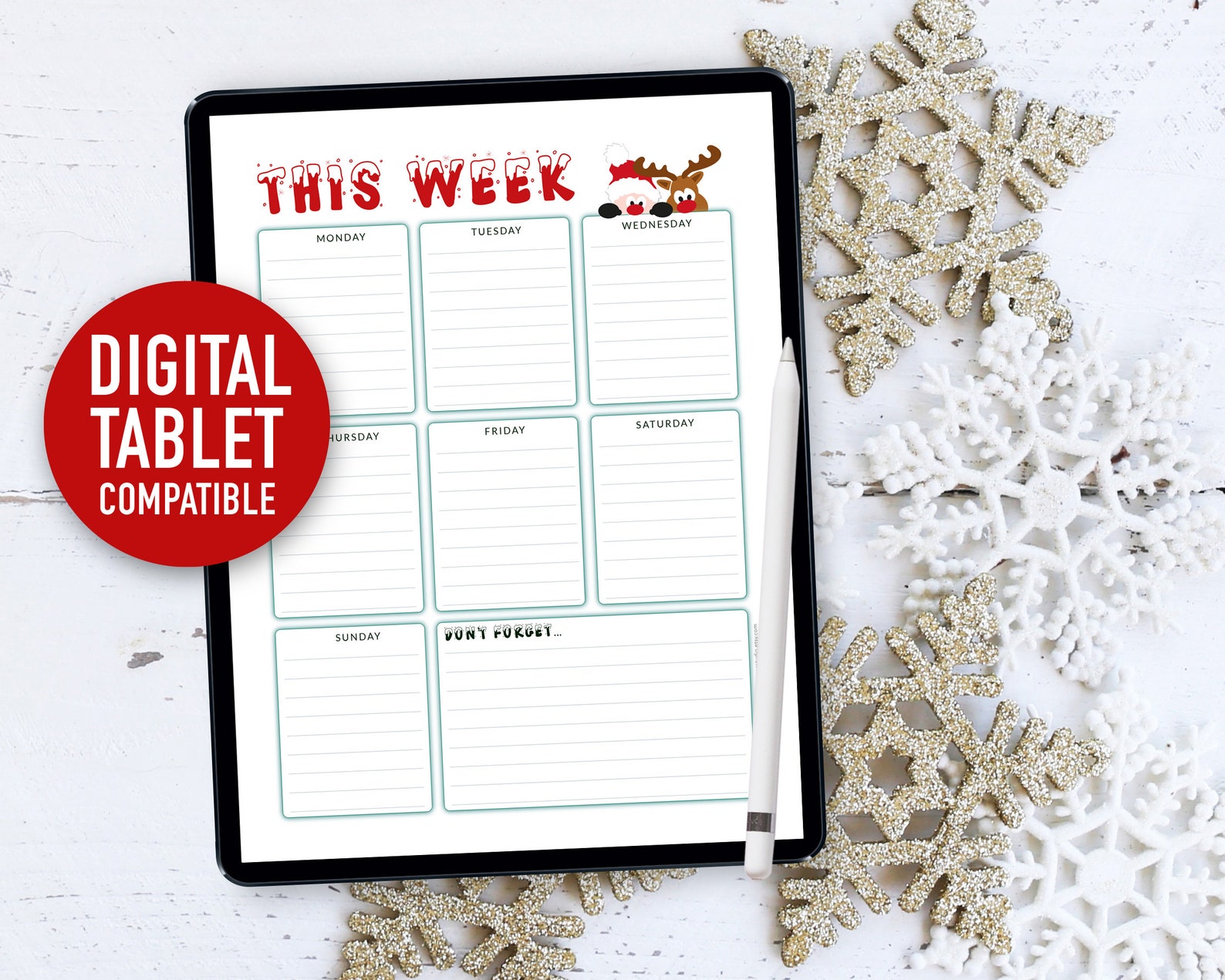 Weekly Planner Printable Christmas Theme Seasonal Calendar | Etsy