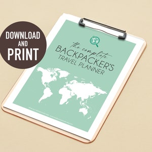 Backpacker Travel Itinerary Planner, Printable & Fillable PDF Template ...