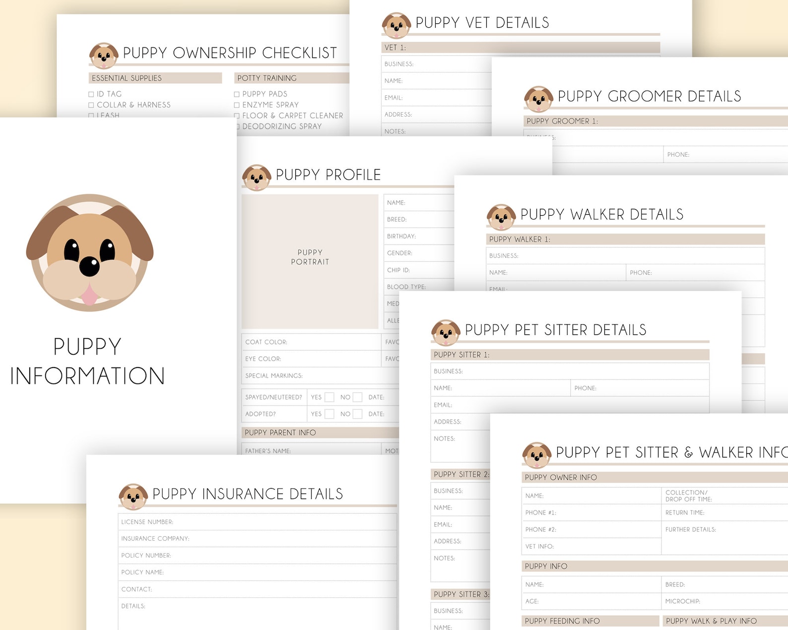 New Puppy Planner Bundle – Printable Pet Care Planner – Puppy Checklist ...