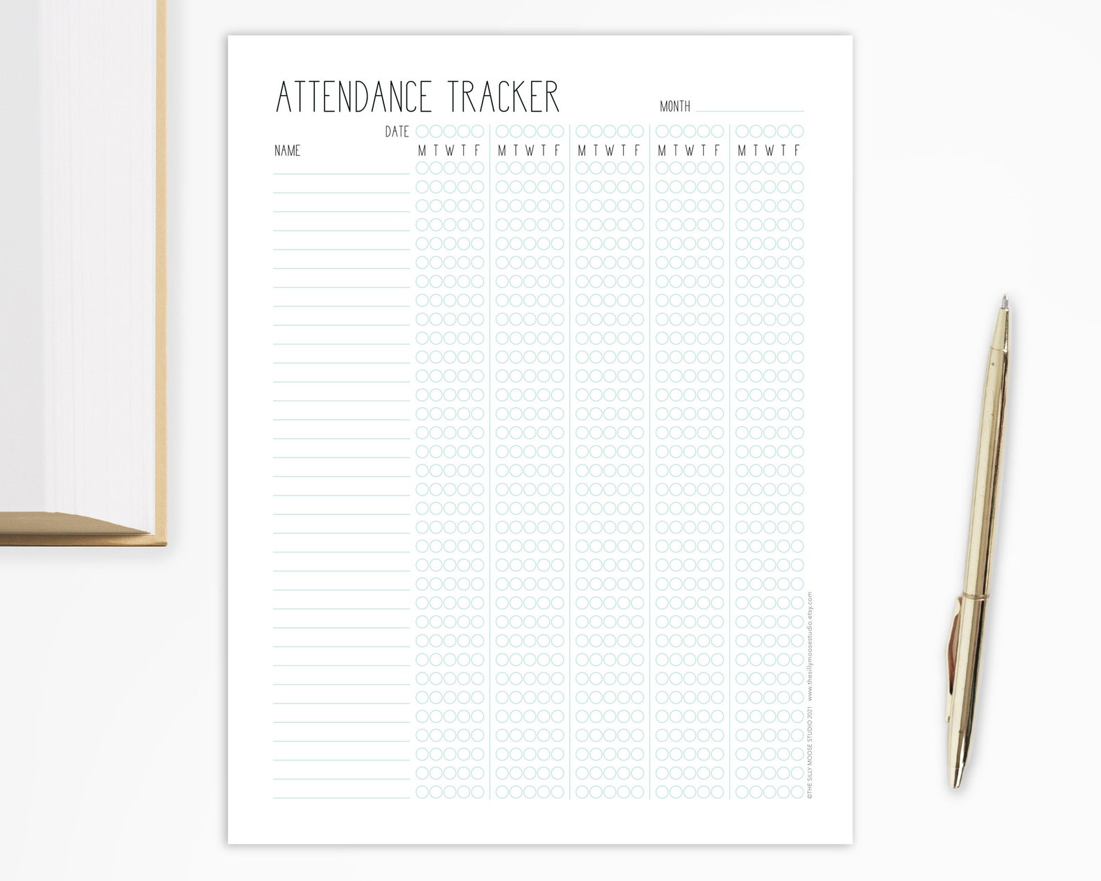 Student Attendance Record Printable Monthly Attendance Log PDF Academic ...
