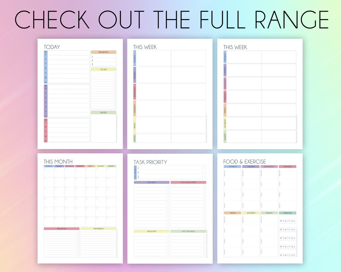 Weekly Planner Printable Five Day School Week / Working Week - Etsy