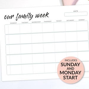Weekly Family Planner Printable & Fillable PDF – Family of 5 Calendar ...