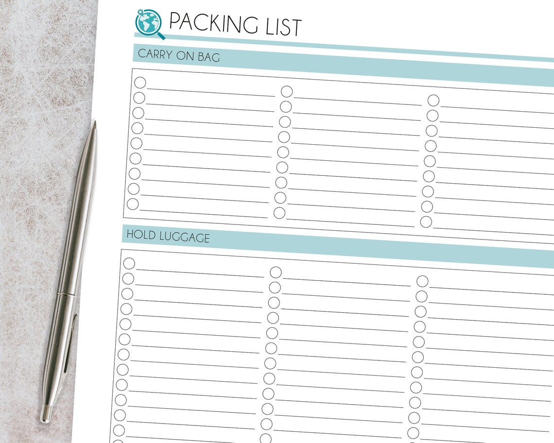 Travel Packing List Fillable Printable PDF Template 3 Page - Etsy UK