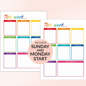 Weekly Planner Printable & Digital – Rainbow to Do List Download ...