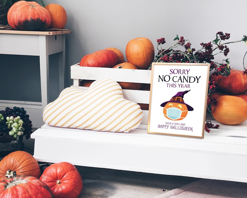 Sorry No Candy Sign Halloween Printable Funny Covid No Trick - Etsy