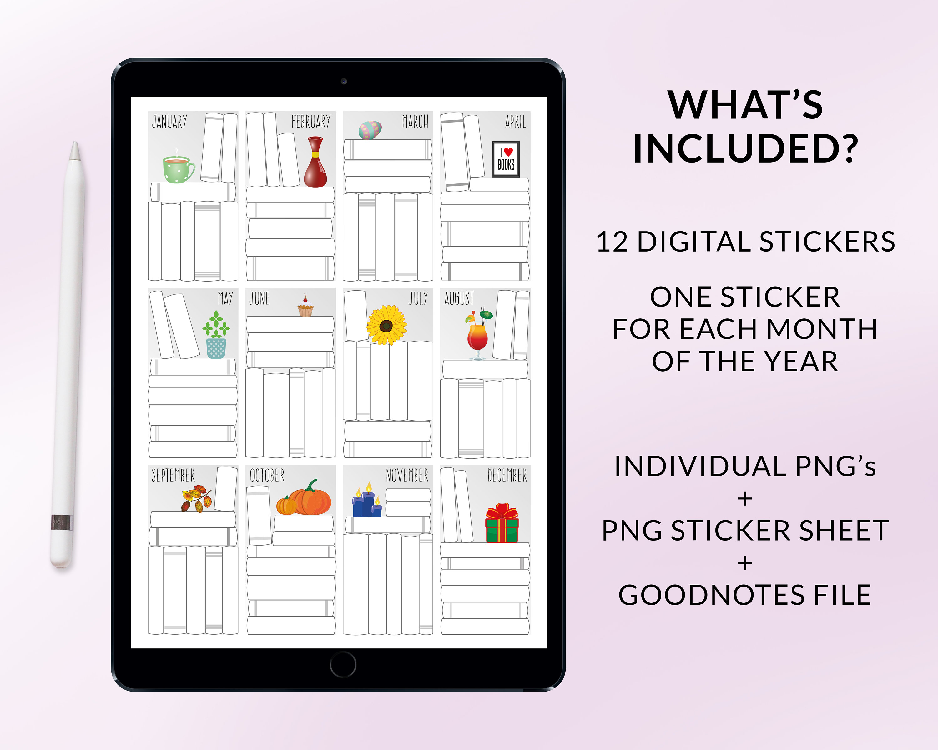 Book Tracker Digital Planner Stickers – Reading Habit & Book Challenge ...