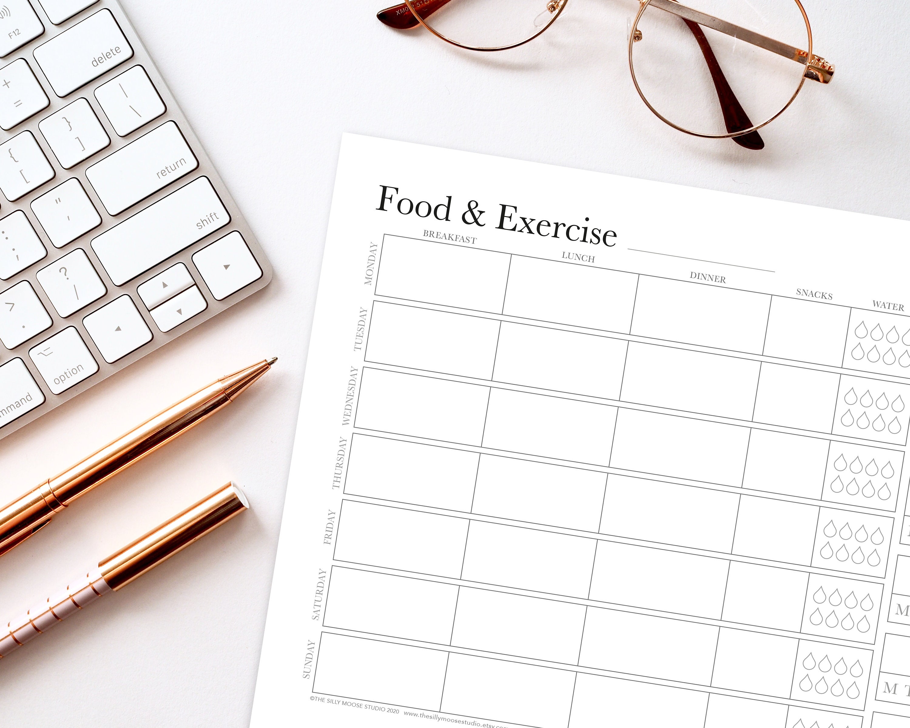 Food Journal Printable Landscape – Diet Meal Planner Exercise Tracker ...
