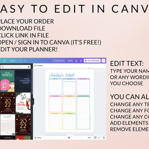 Weekly Planner Printable – Editable CANVA Planner Template – Pastel ...