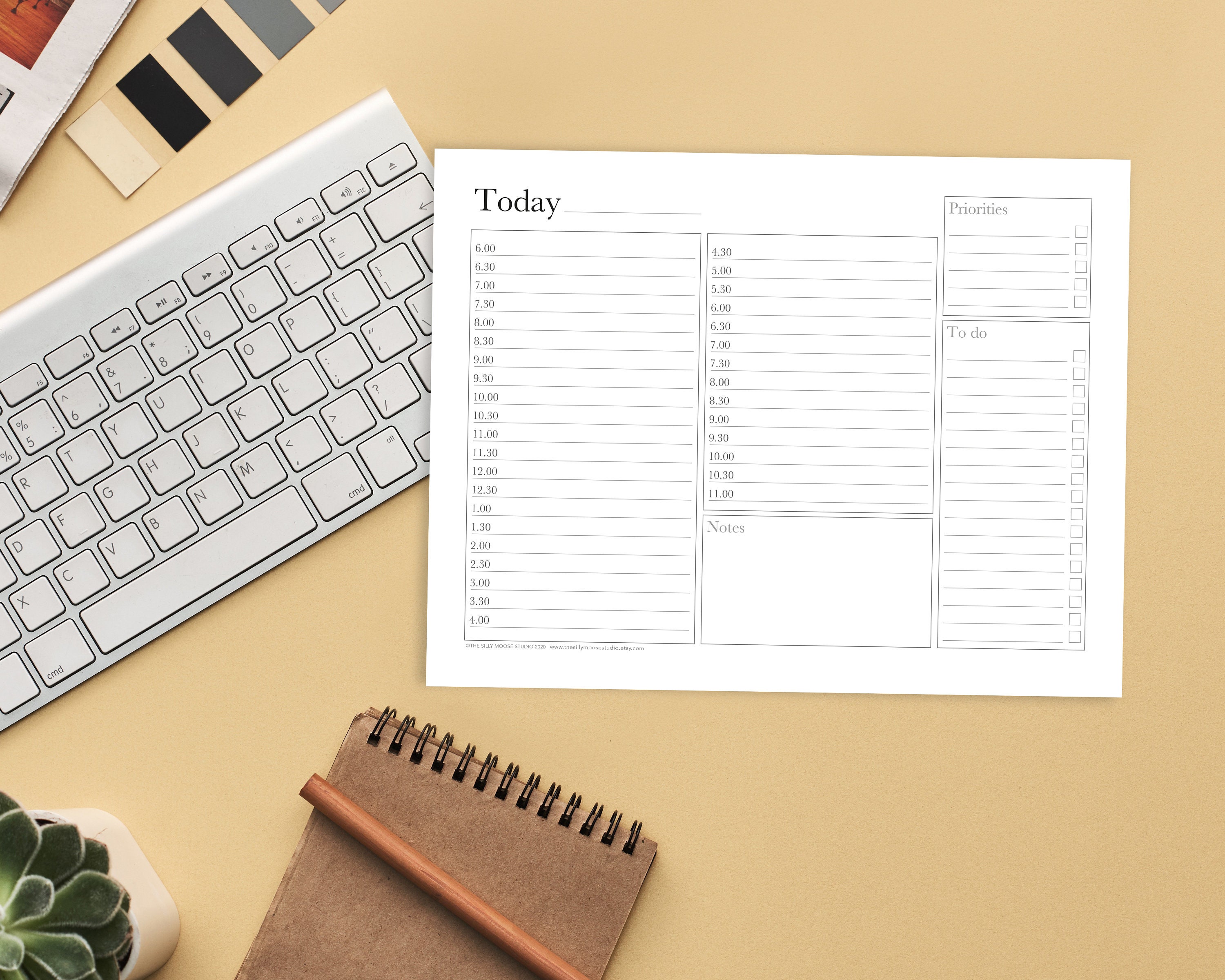 Half Hour Schedule Printable Daily Planner Template Simple - Etsy
