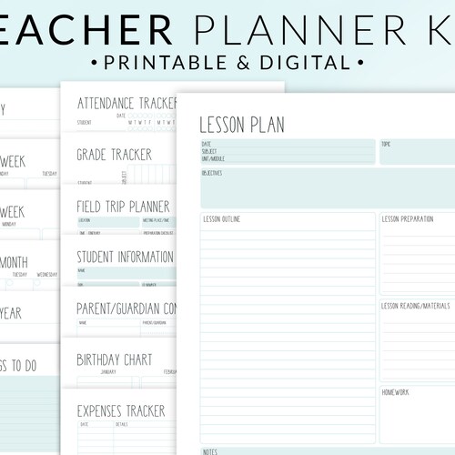 Teacher Planner Printable Kit Tutor Class Planning Bundle - Etsy