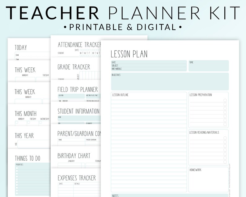 Teacher Planner Printable Kit Tutor Class Planning Bundle - Etsy