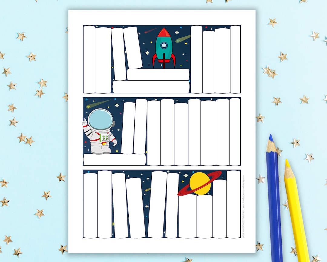 Kids Reading Log Printable – Space Themed Childrens Bookshelf Book ...