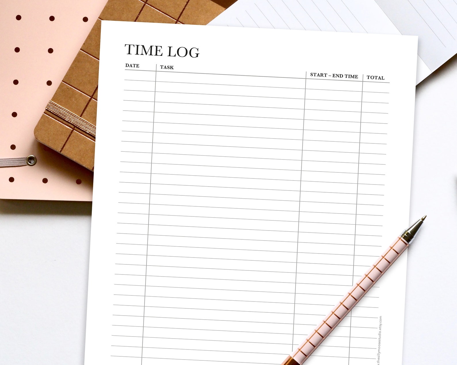 Work Time Log Printable Template – Time Sheet – Time Tracker – Daily ...