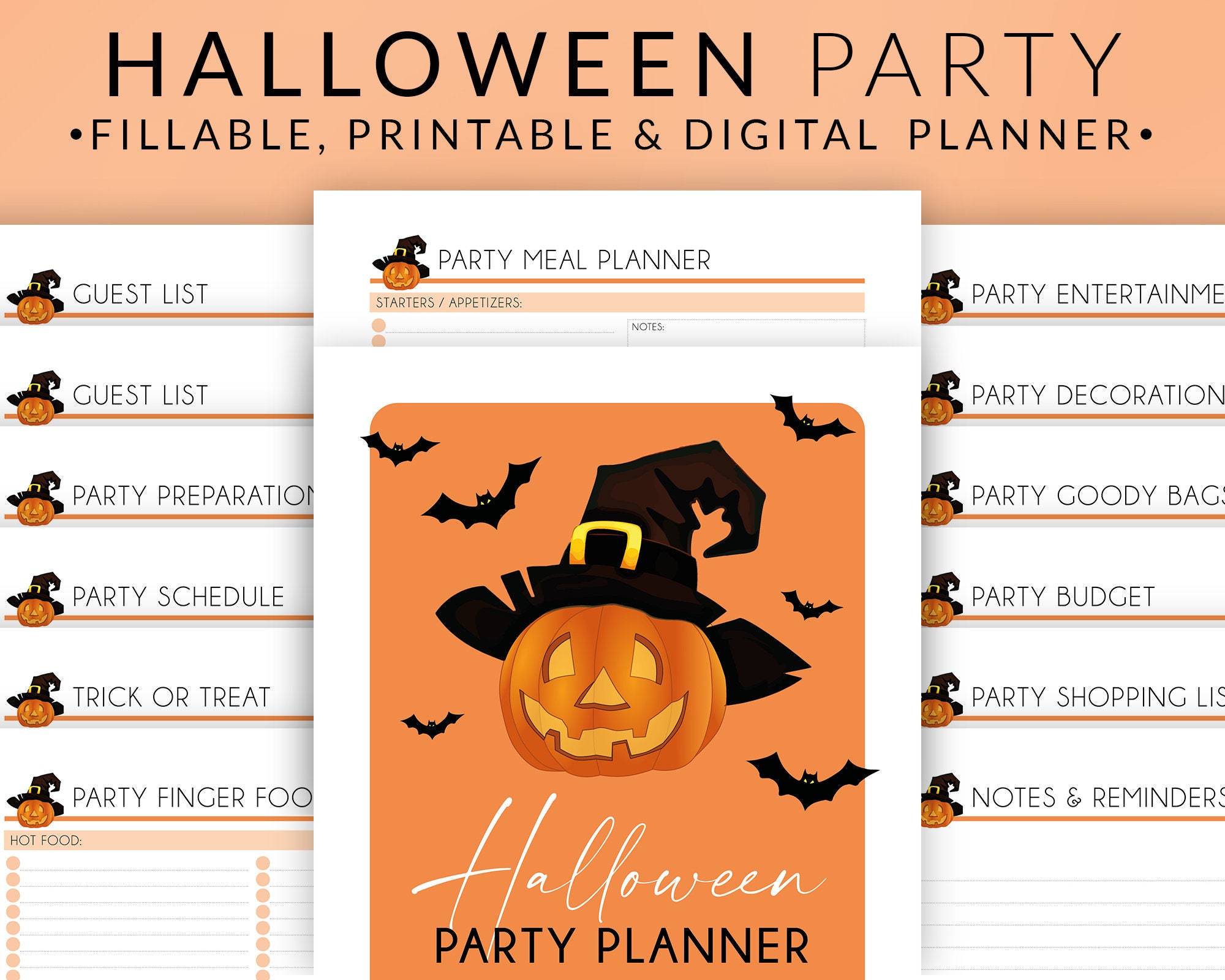 Halloween Party Planner Printable Fillable PDF Halloween - Etsy