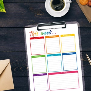 Weekly Planner Printable & Digital – Rainbow to Do List Download ...