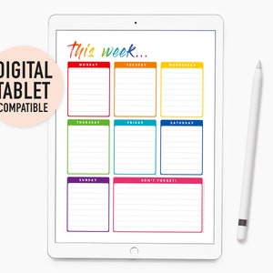 Weekly Planner Printable & Digital – Rainbow to Do List Download ...