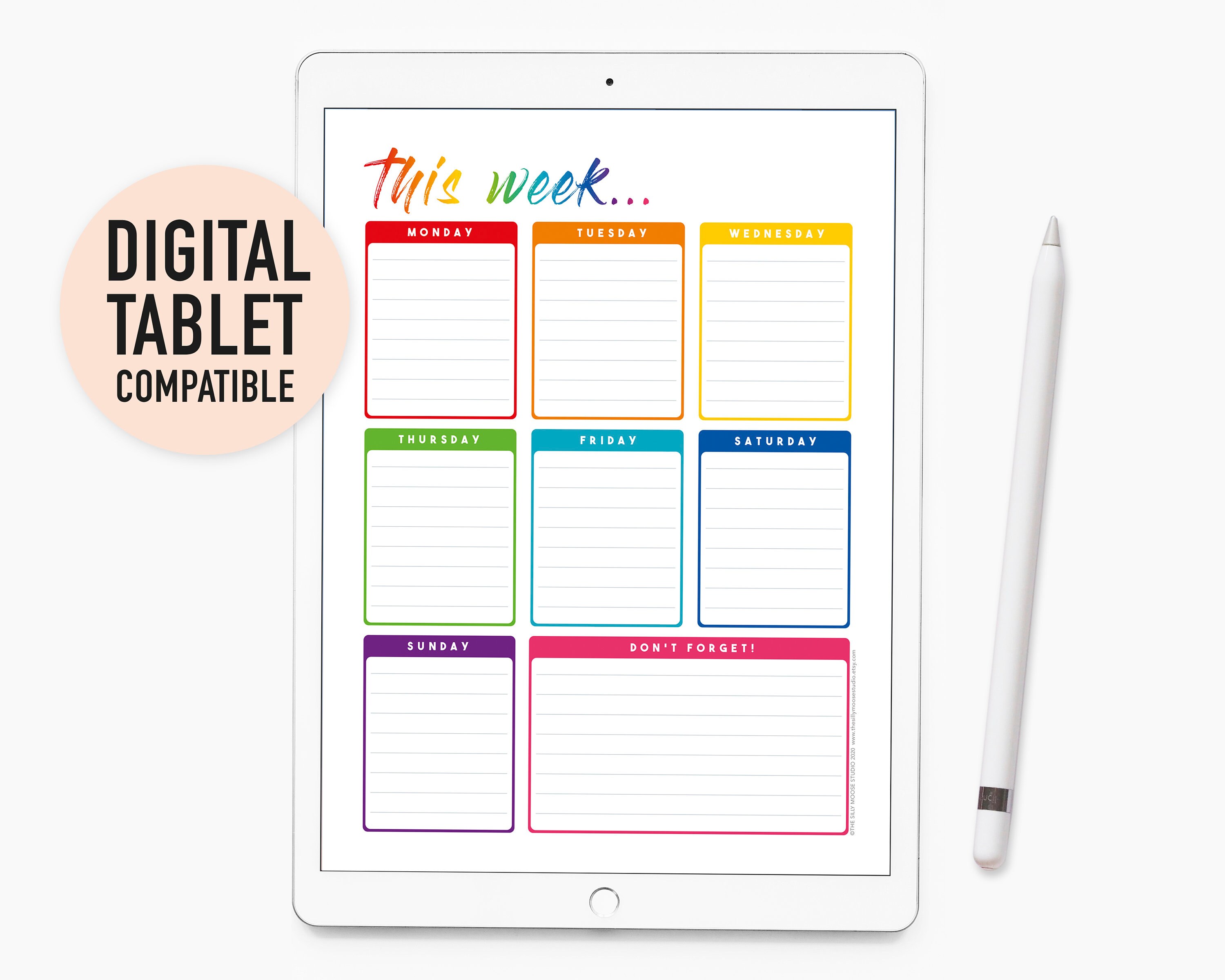 Weekly Planner Printable & Digital – Rainbow to Do List Download ...