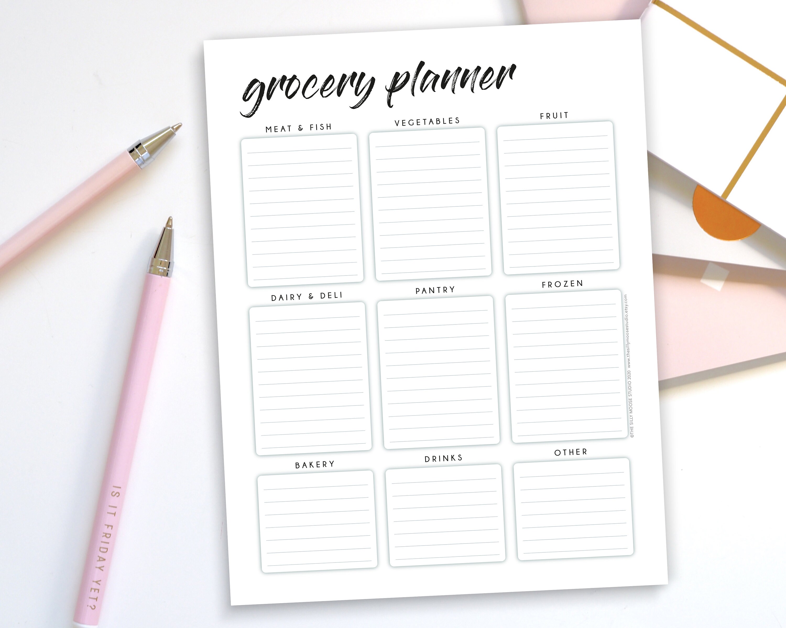 Grocery List Printable Food Shopping List Kitchen Fridge - Etsy