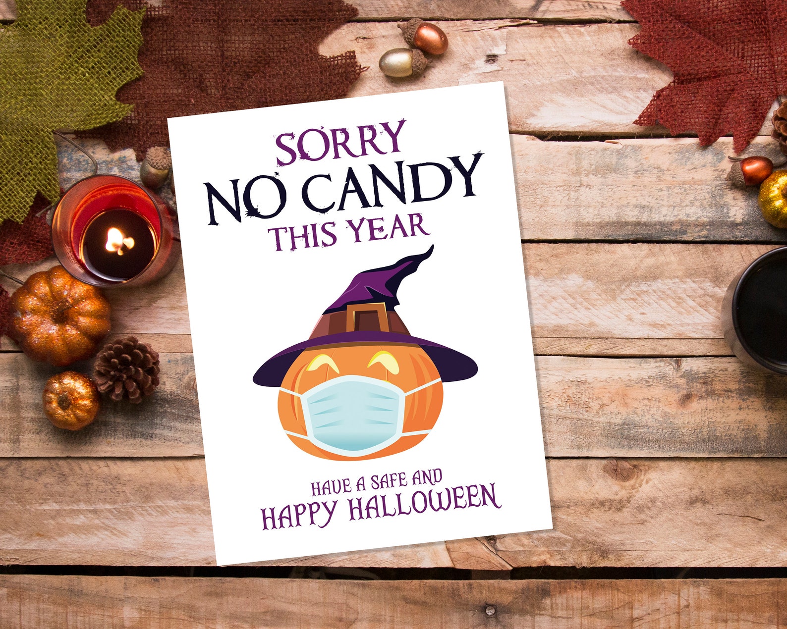 Sorry No Candy Sign Halloween Printable Funny Covid No Trick - Etsy