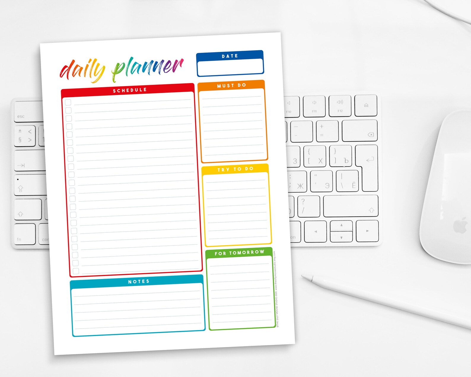 Daily Planner Printable Rainbow One Day Digital PDF for | Etsy